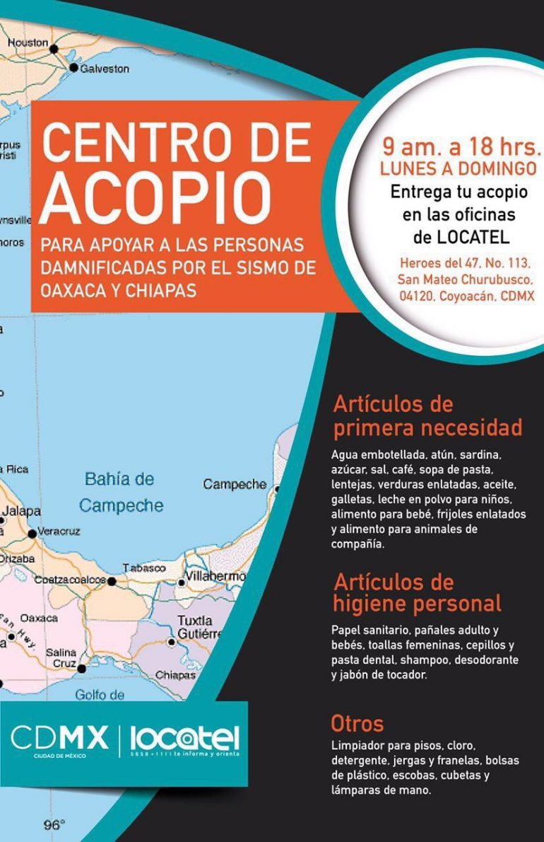 Centros de acopio para ayudar a damnificados por sismo – Blog Sección ...